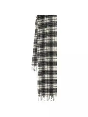 Barbour Tartan-check Fringed Scarf - Grey