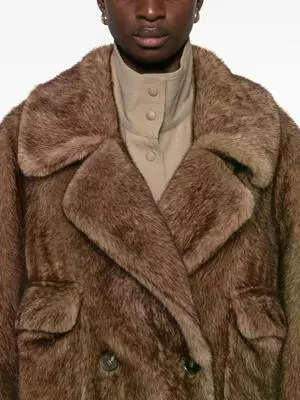 SWORD 6644 Double-breasted Faux-fur Coat