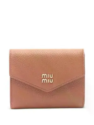 Miu Miu 2020s Vit Daino Trifold Wallet - Brown