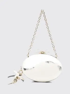 SELF-PORTRAIT Oval Satin Mini Clutch With Crystals And Metal Mesh Handle