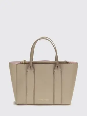 Marc Jacobs The Pop J Marc Work Tote Mini Grained Leather Bag With Shoulder Strap - Grey