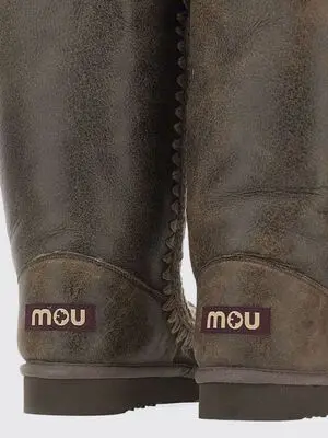 Mou Knee-high Eskimo Boots In Cracked Leather With Crochet Stitching
