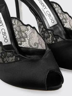 JIMMY CHOO Brigitte Embroidered Lace And Satin Mules With High Stiletto Heel - Black