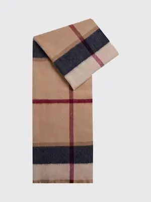 Barbour Tartan Wool Scarf With Fringed Edges - Sand