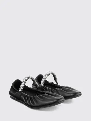 JIMMY CHOO Jade Crystal-embellished Nappa Leather Mary Jane Ballet Flats