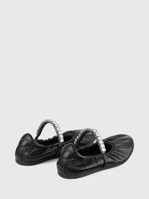 JIMMY CHOO Jade Crystal-embellished Nappa Leather Mary Jane Ballet Flats