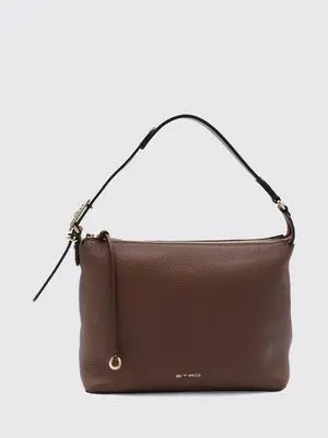 Etro Pebbled Shoulder Bag With Adjustable Handle And Logo Charm - Leather
