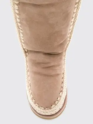 Mou Eskimo Knee-high Boots In Suede With Wool Lining And Contrast Stitching
