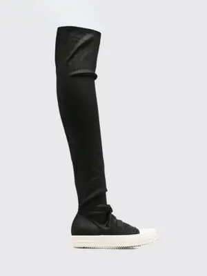 Rick Owens Stretch Cotton Over-the-knee Boots With Rubber Toe Cap