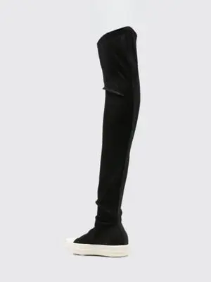 Rick Owens Stretch Cotton Over-the-knee Boots With Rubber Toe Cap