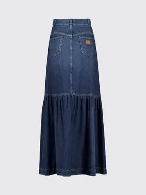 Dolce & Gabbana High-waisted A-line Long Denim Skirt