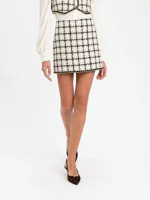 TWINSET High-waisted Check Tweed Pencil Mini Skirt