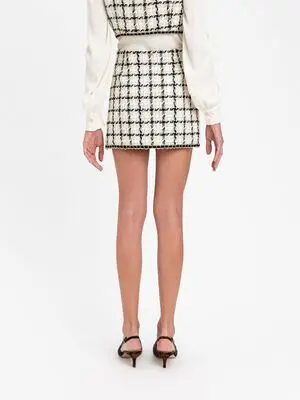 TWINSET High-waisted Check Tweed Pencil Mini Skirt