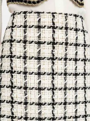TWINSET High-waisted Check Tweed Pencil Mini Skirt