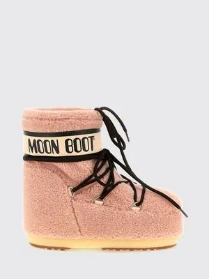Moon Boot Icon Low Shearling Snow Boots With Signature Tubular Laces - Pink