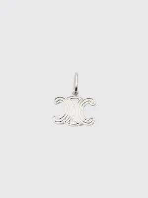 Celine Triomphe Monogram Pendant In Two-tone Gold And Finish Brass Silver