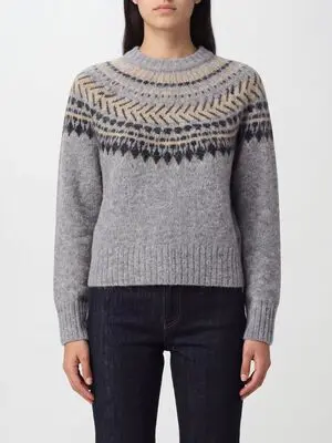 Barbour Ethnic Pattern Alpaca Blend Crewneck Sweater With Long Sleeves