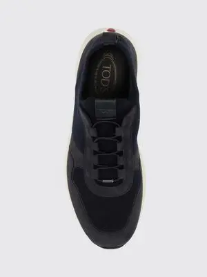 TOD'S Wool And Suede Slip-on Sneakers With Elastic Laces - Blue