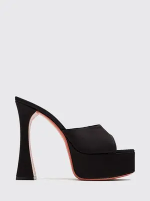 Amina Muaddi Dalida Satin Platform Mules With Spool Heel