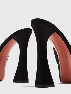 Amina Muaddi Dalida Satin Platform Mules With Spool Heel