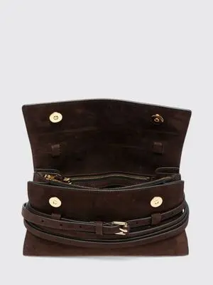 Moschino Suede Clutch With Flared Design And Shoulder Strap