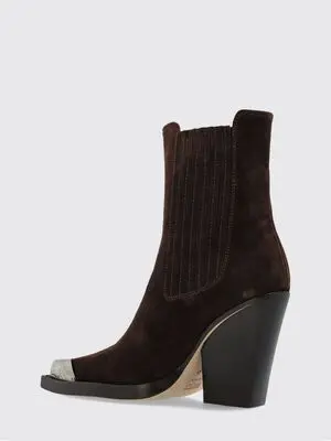Paris Texas Dallas Suede Western Ankle Boots With Metal Toe Cap And High Heel