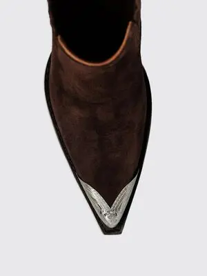 Paris Texas Dallas Suede Western Ankle Boots With Metal Toe Cap And High Heel