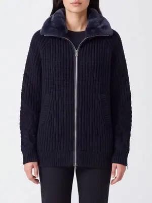Herno Merino Wool Cardigan With Faux Fur Collar