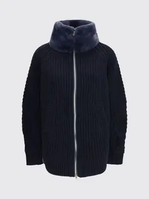 Herno Merino Wool Cardigan With Faux Fur Collar