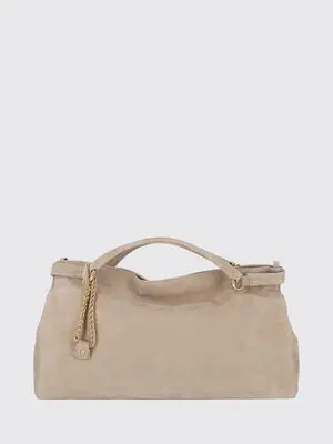 Orciani Virgo Handbag In Nubuck With Double Handle And Logo Charm - Orange