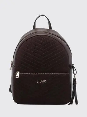 Liu Jo Faux Leather Backpack With Chevron Pattern And Adjustable Straps - Red