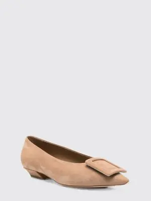 ROGER VIVIER Suede Ballet Flats With Iconic Plaque And Almond Toe