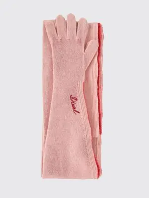 DIESEL® Wool-blend Knit Gloves With Abstract Pattern And Embroidered Logo Red
