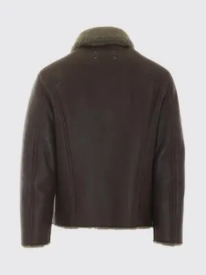 MAISON MARGIELA Lambskin Leather Jacket With Fur Collar And Four Stitches Logo