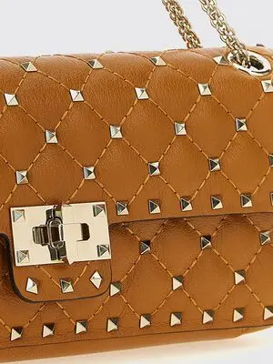 Valentino Garavani Rockstud Spike Quilted Leather Shoulder Bag With Studs - Orange