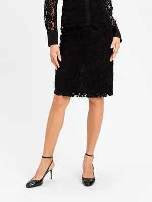 TWINSET High-waisted Lace Pencil Mini Skirt With Back Slit