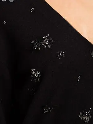 TWINSET V-neck Wool-blend Cardigan With Rhinestone Embroidery