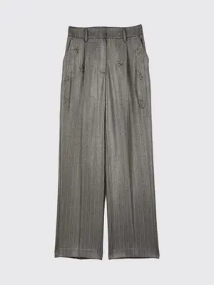 TWINSET Pleated Pinstripe Wide-leg Trousers With A Tailored Cut