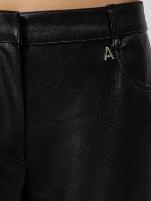 TWINSET Mid-rise Cropped Flare Trousers In Faux Leather