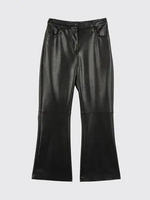 TWINSET Mid-rise Cropped Flare Trousers In Faux Leather