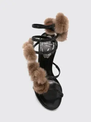 Rene Caovilla Rosalia Crystal-embellished Sandals With Pompoms And Stiletto Heel