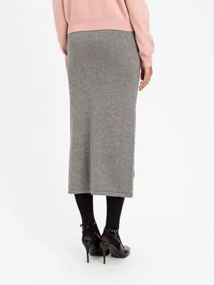 TWINSET Rhinestone-embellished Wool-knit Midi Pencil Skirt With Slit