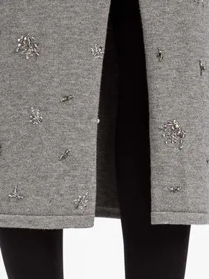 TWINSET Rhinestone-embellished Wool-knit Midi Pencil Skirt With Slit