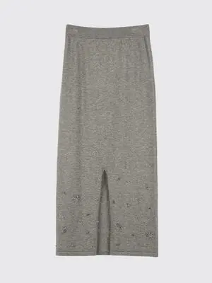 TWINSET Rhinestone-embellished Wool-knit Midi Pencil Skirt With Slit