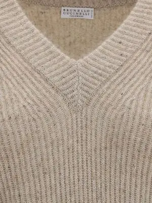 Brunello Cucinelli V-neck Cashmere Blend Sweater