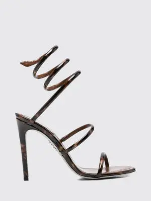 Rene Caovilla Cleo Animal Print High-heeled Sandals With Snake Ankle Strap