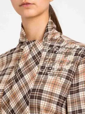 TWINSET Check Print Mini Shirtdress With Pussy-bow Collar