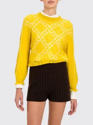 TWINSET Open-knit Wool Blend Crewneck Sweater