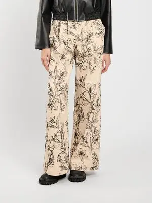 TWINSET Floral Print Stretch-cotton Wide-leg Pants