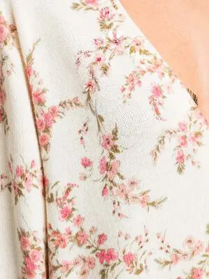 TWINSET Relaxed Fit Floral Print Wool Blend Cardigan - Multicolor